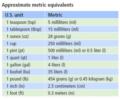 Strawberry Measures Conversions, Substitutions & Equivalents